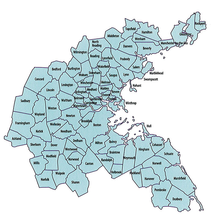 Boston Area Map Suburbs